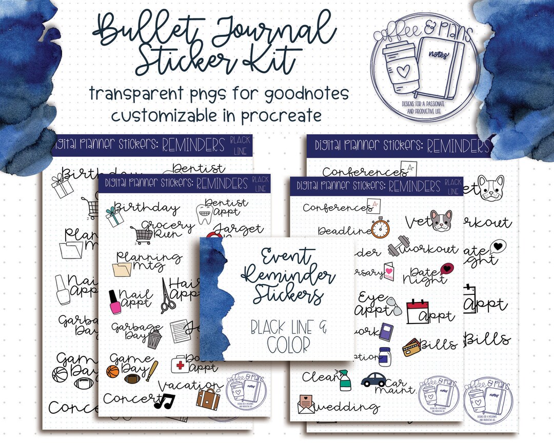 Event Reminders Digital Planner Stickers | Stickers iPad Stickers ...