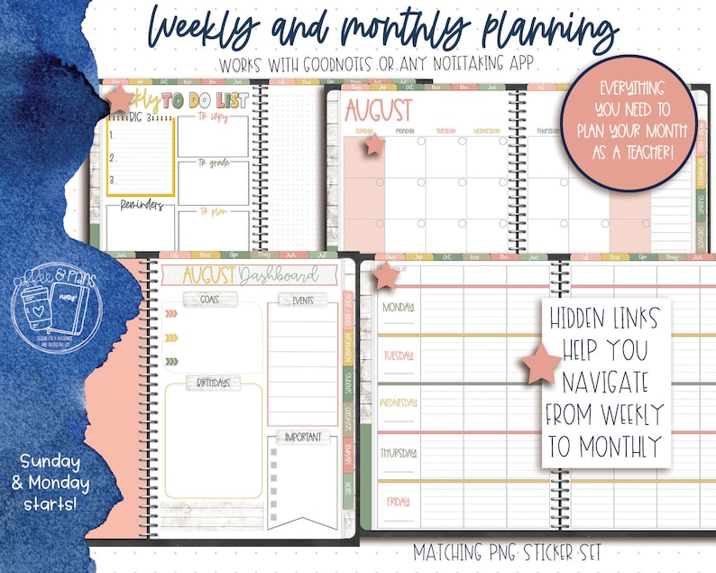 Rustic Farmhouse UNDATED Digital Teacher Planner With Hyperlinks ...