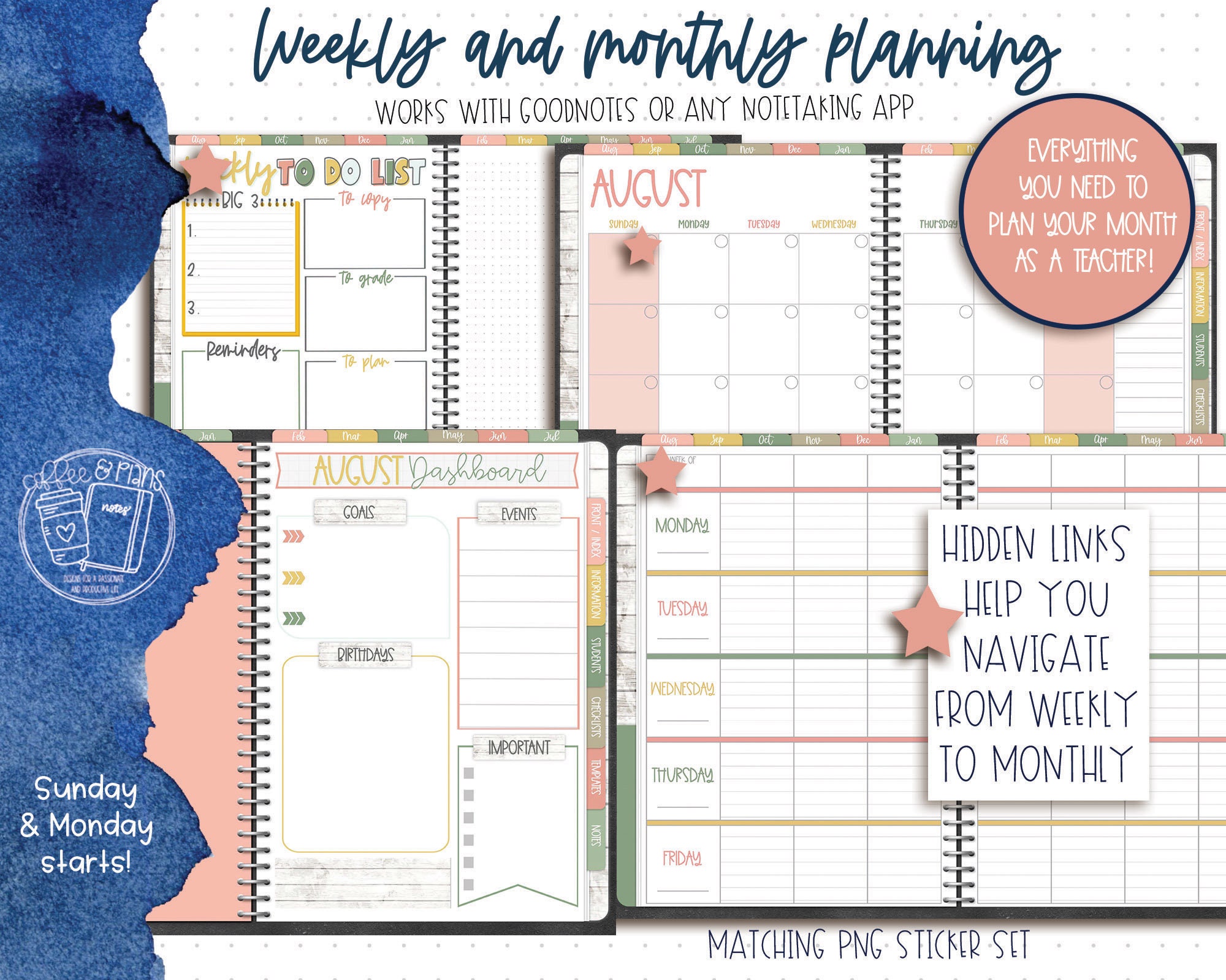 Rustic Farmhouse UNDATED Digital Teacher Planner With Hyperlinks ...