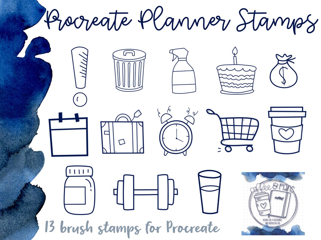 Procreate Planner Brush Stamps | Procreate Planner Stamps - Etsy