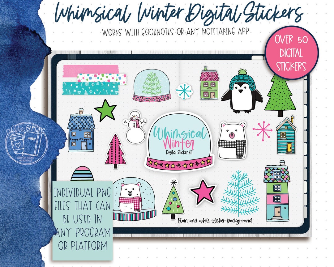 Whimsical Winter Digital Sticker Kit | Goodnotes Stickers iPad Stickers ...