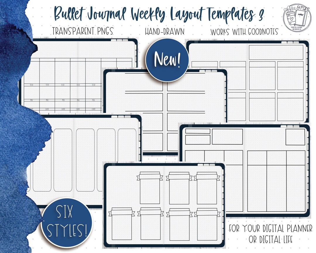 Bullet Journal Weekly Layout Inserts Vol 3 for Digital Bullet Journal ...