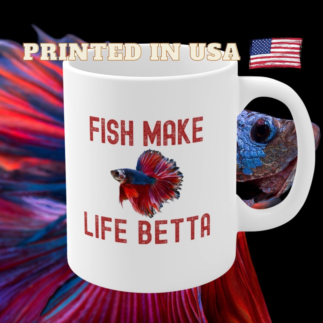 Betta Fish Coffee Mug, Funny Betta Owner Mug, Red Siamese Fighting Fish ...