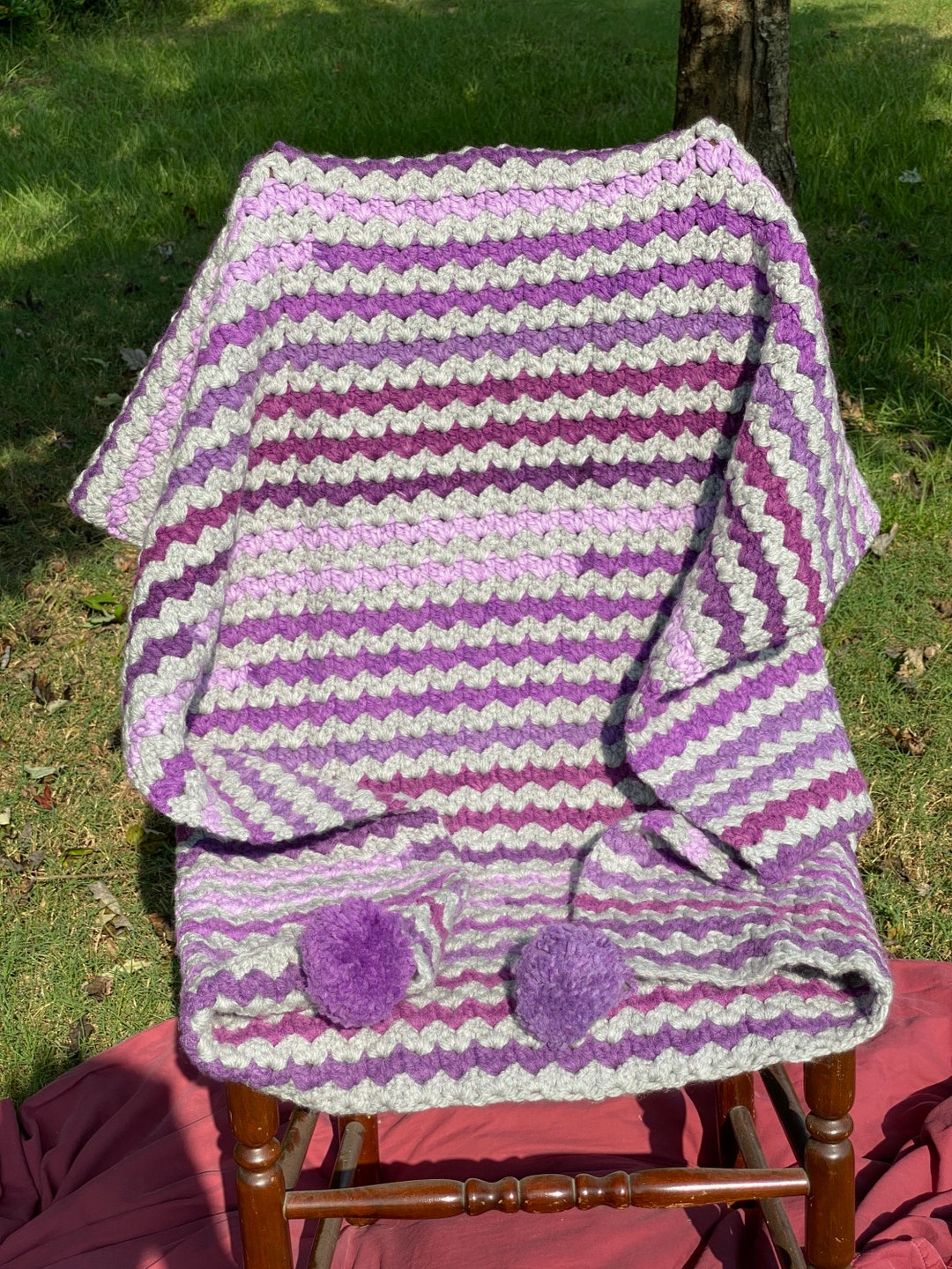Purple/gray Afghan - Etsy
