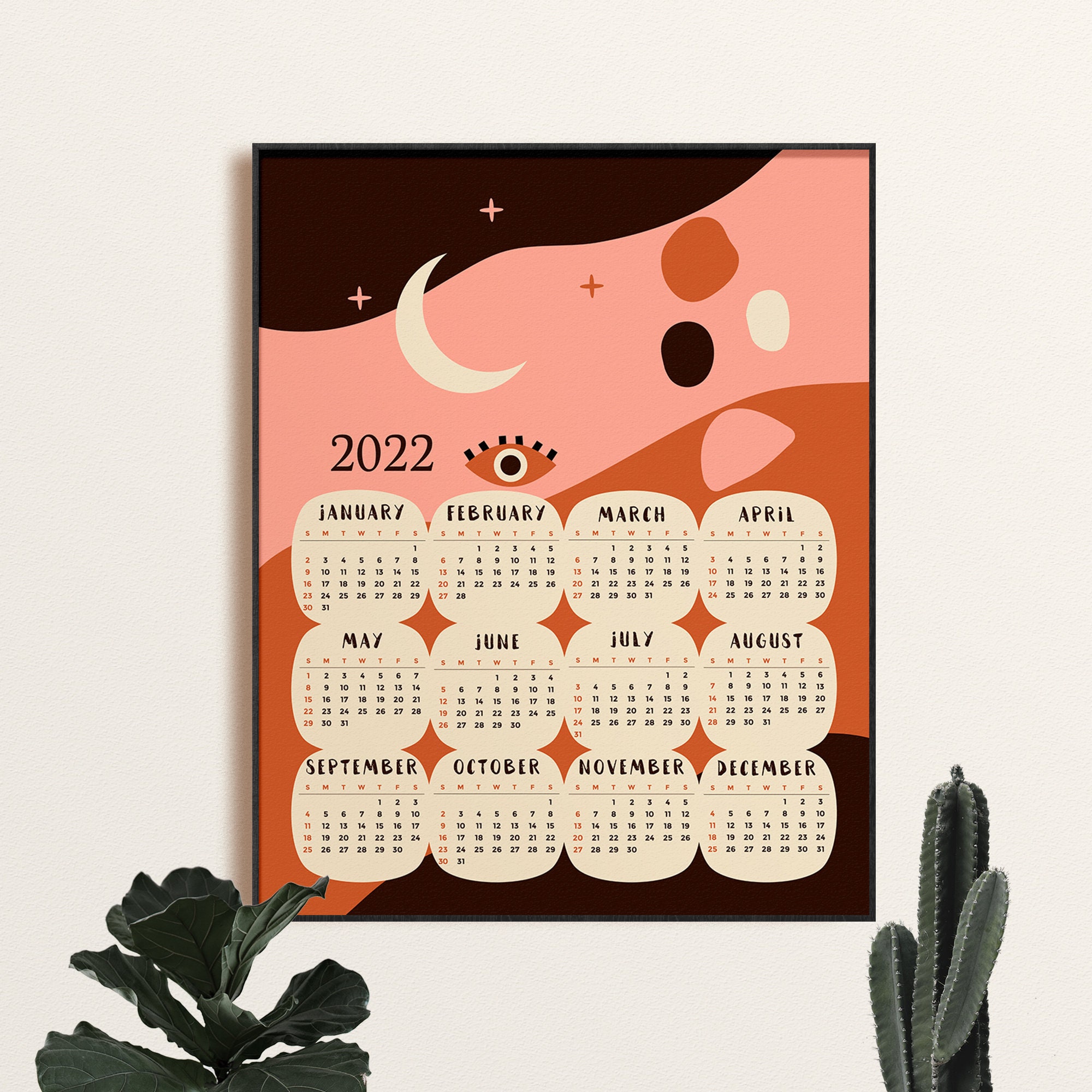 2024 Modern Bohemian Poster Calendar Contemporary 2024 Poster Calendar ...
