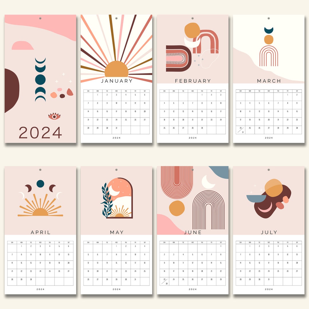 2024 Contemporary Abstract Wall Calendar Modern Wall Calendar Minimal ...