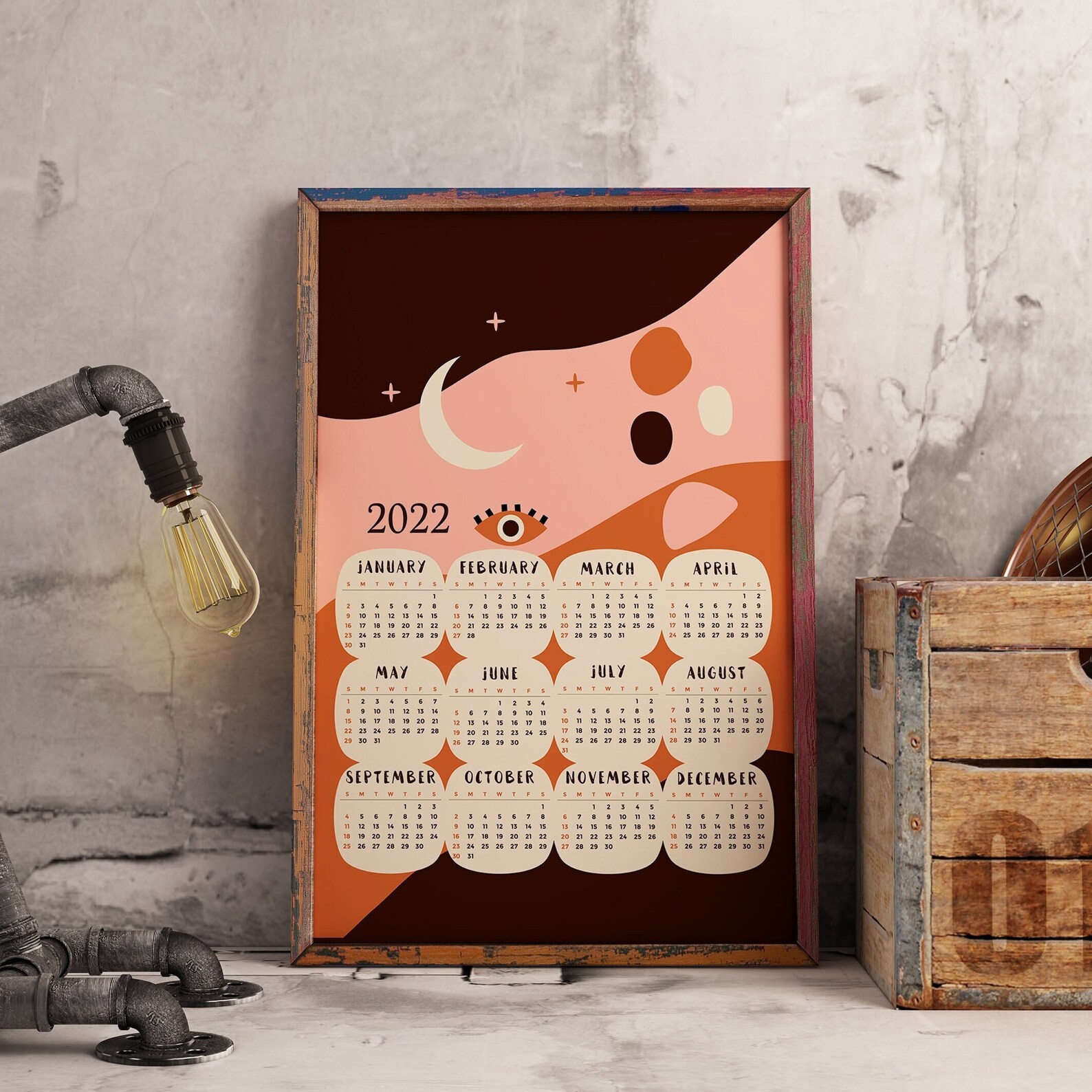 2024 Modern Bohemian Poster Calendar Contemporary 2024 Poster Calendar ...