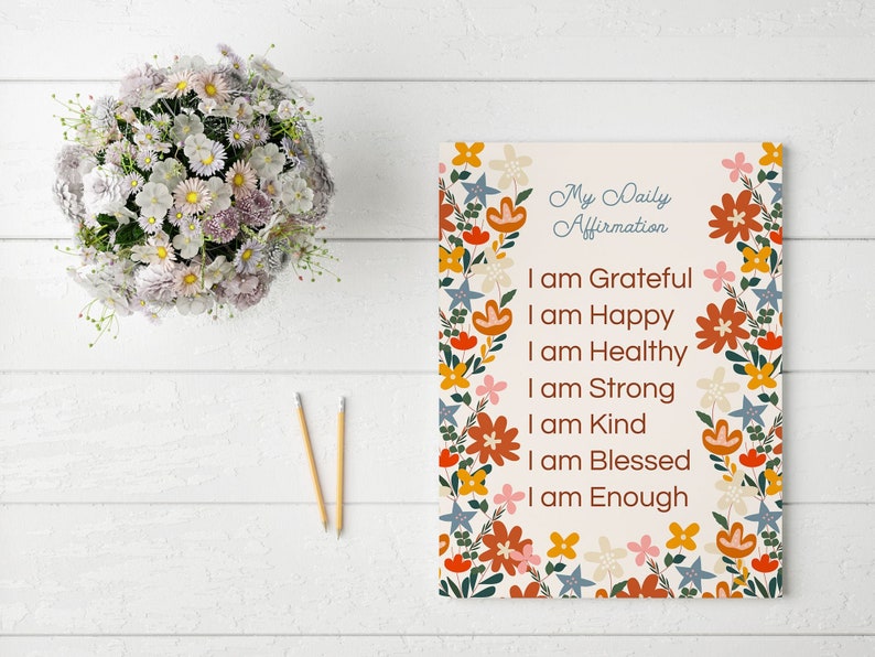 Your 7 Daily Affirmations A4 US Paper Positive Start of - Etsy