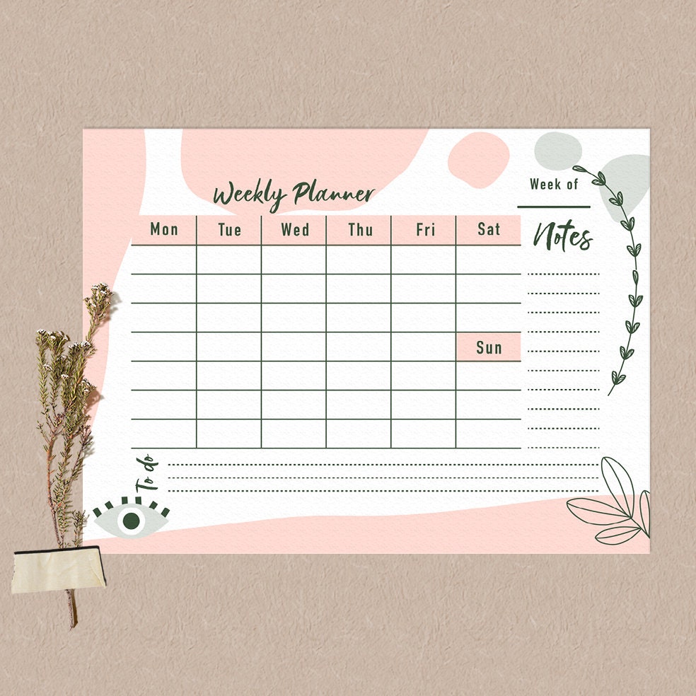 Printable Aesthetic Weekly Planner Printable Aesthetic Weekly Planner