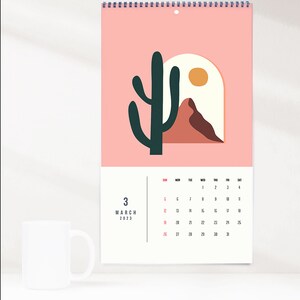2023 Mid Century Modern Desert Landscape Wall Calendar Day Night Desert ...