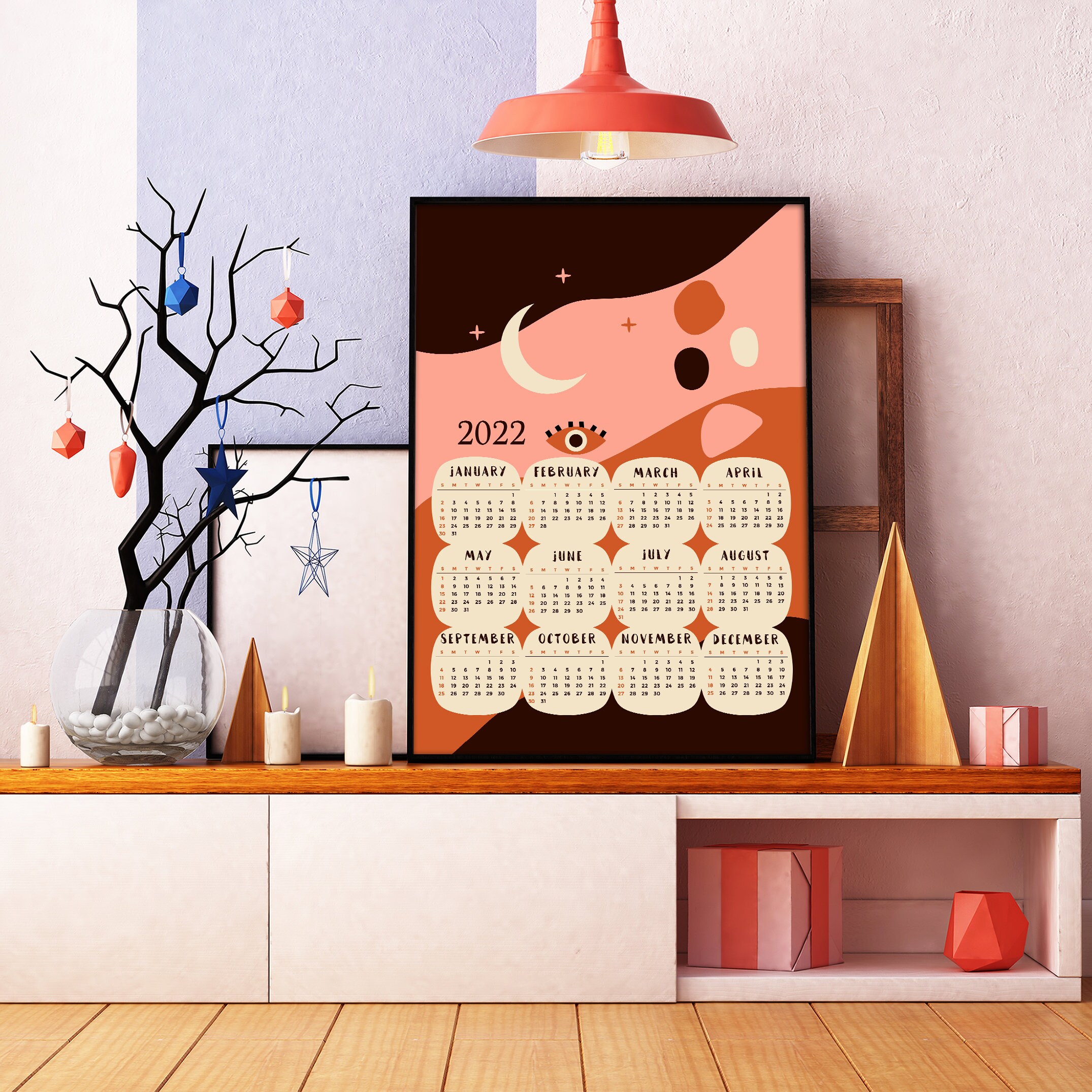 2024 Modern Bohemian Poster Calendar Contemporary 2024 Poster Calendar ...