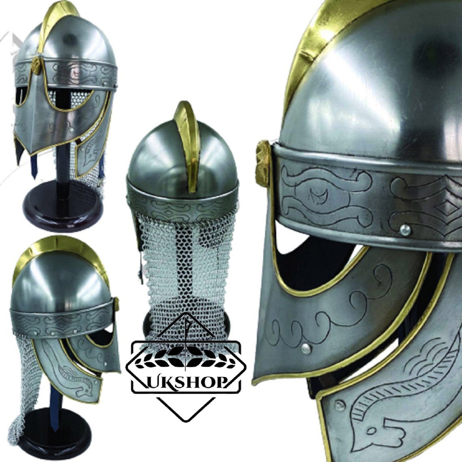 Medieval Viking Helmet With Chainmail Crusader Helmet - Etsy