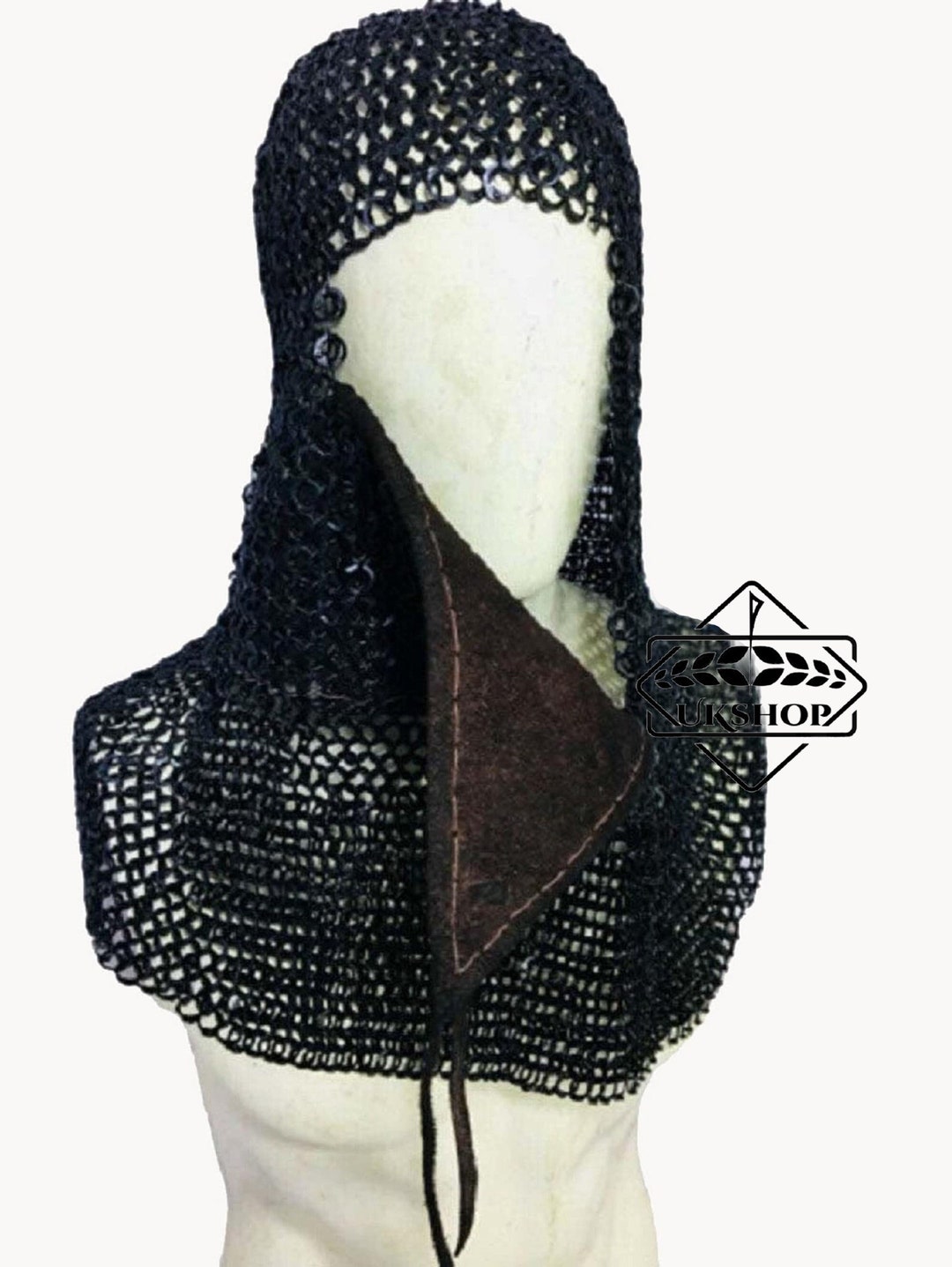 Chain Mail Coif Flat Riveted Solid Ring Chainmail Coif Face Mask ...