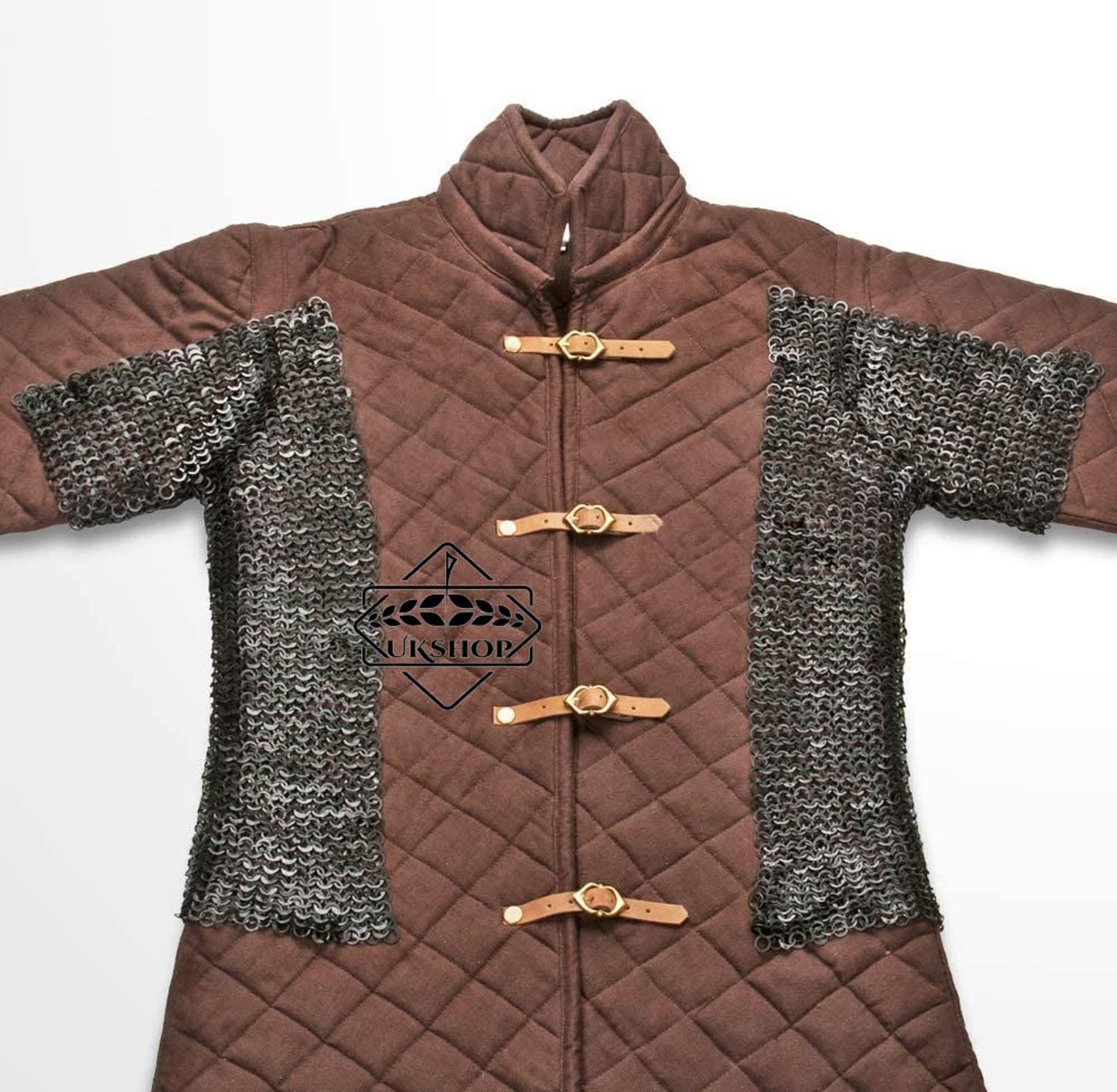 Medieval gambeson with Chainmail Flat Riveted with Soiled Ring | Etsy