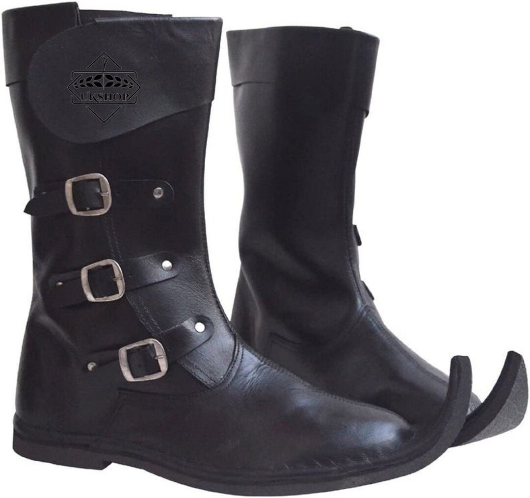 Medieval Long Leather Shoes, Renaissance Inspired Loafer Boot,halloween ...