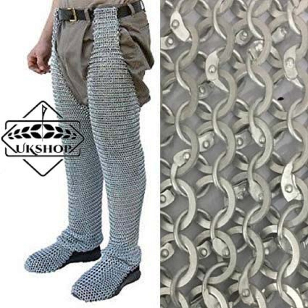 Chain Mail Chausses Leggings 10mm Round Riveted With Solid - Etsy