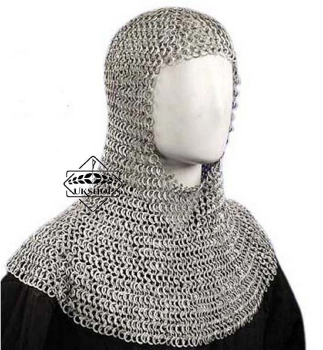 Aluminum Chain Mail Coif 9mm Flat Riveted With Solid Rings Coif / Hood ...