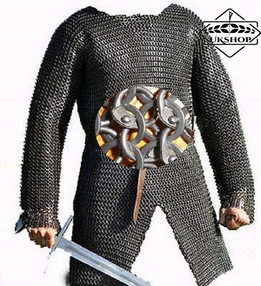 6MM Chainmail Hauberk Chainmail Shirt Round Riveted With Solid Rings ...