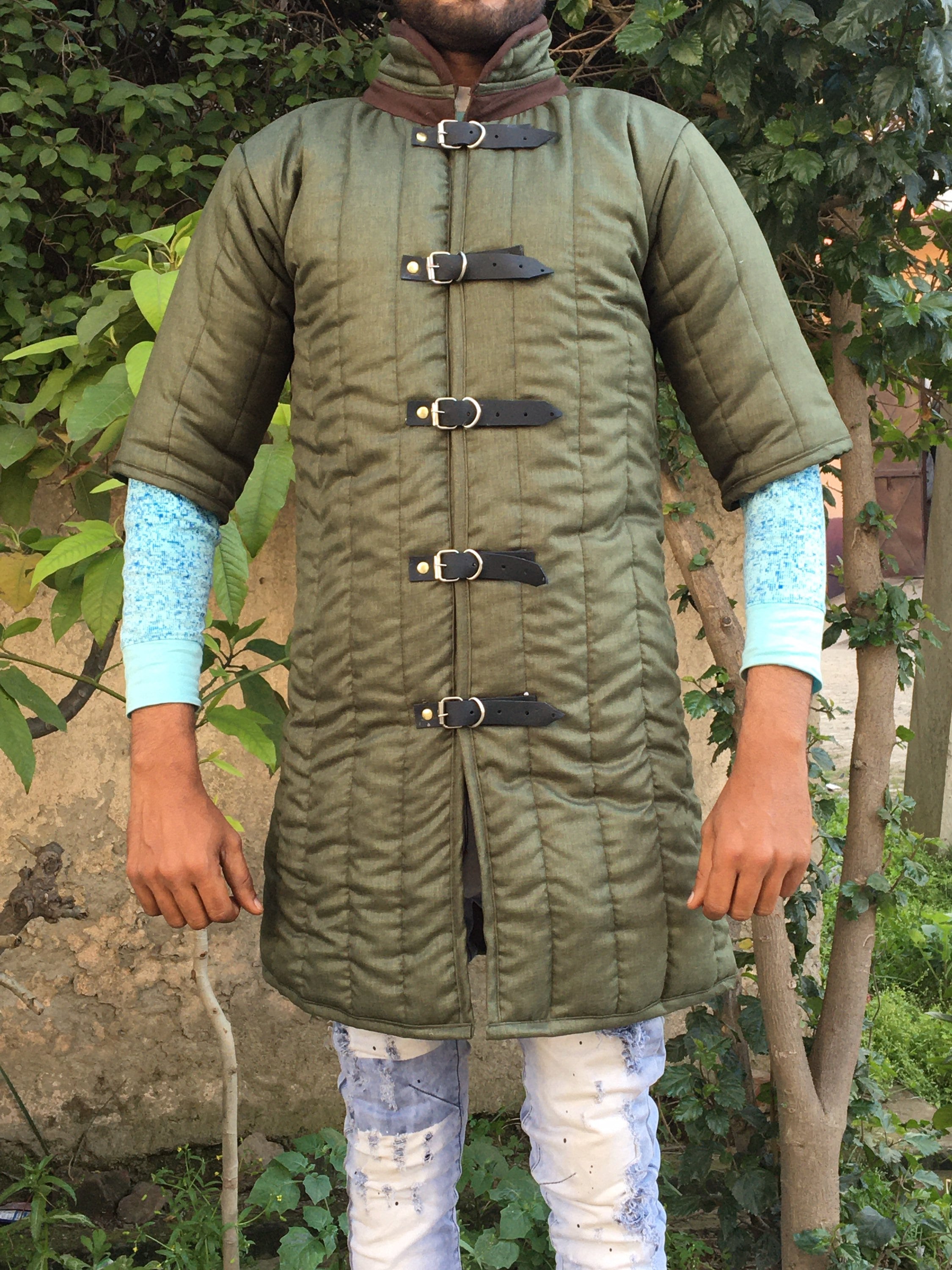Green viking gambeson Armor Medieval Gambeson for LARP | Etsy