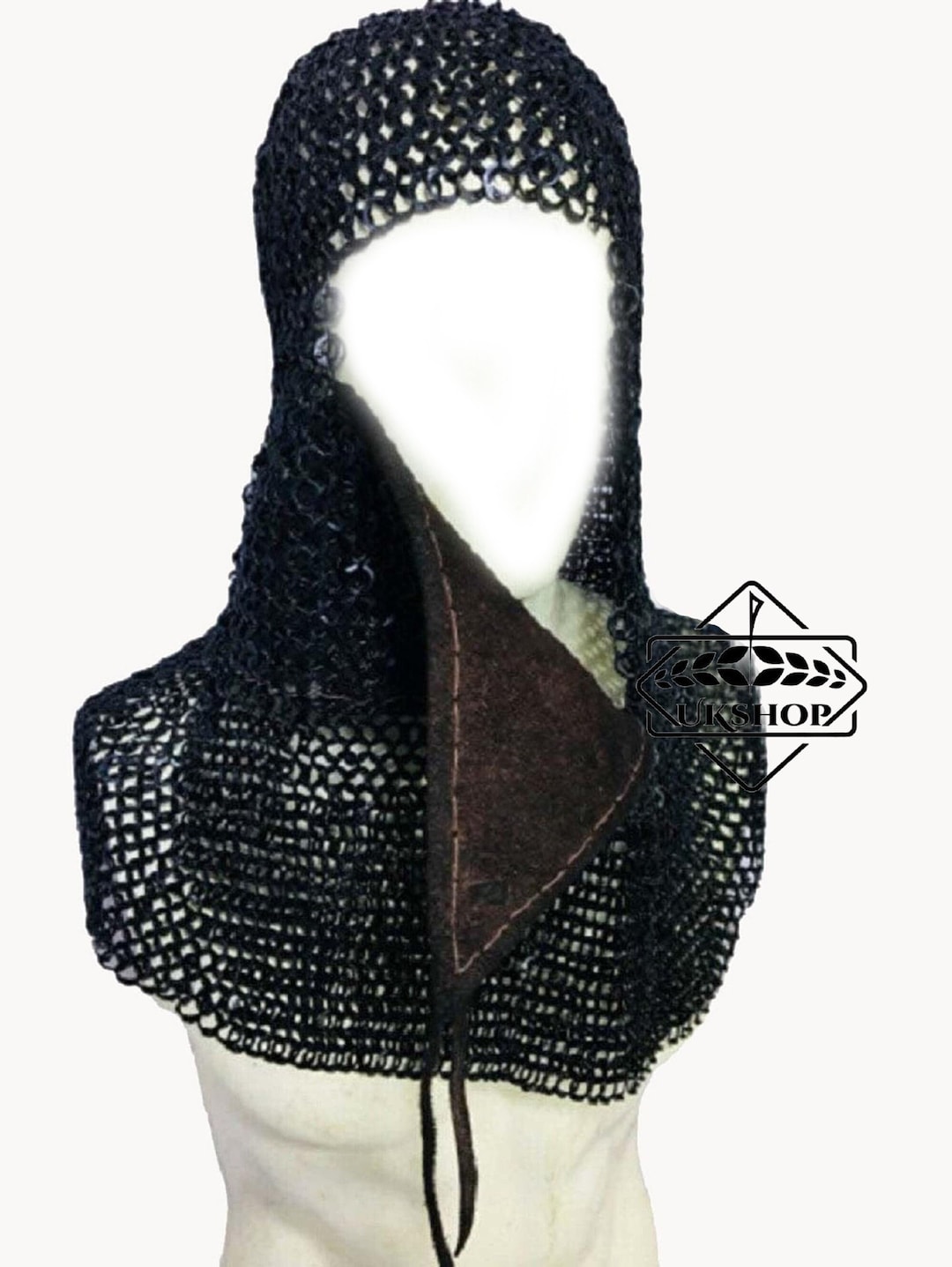 Chain Mail Coif Flat Riveted Solid Ring Chainmail Coif Face Mask, UKE ...