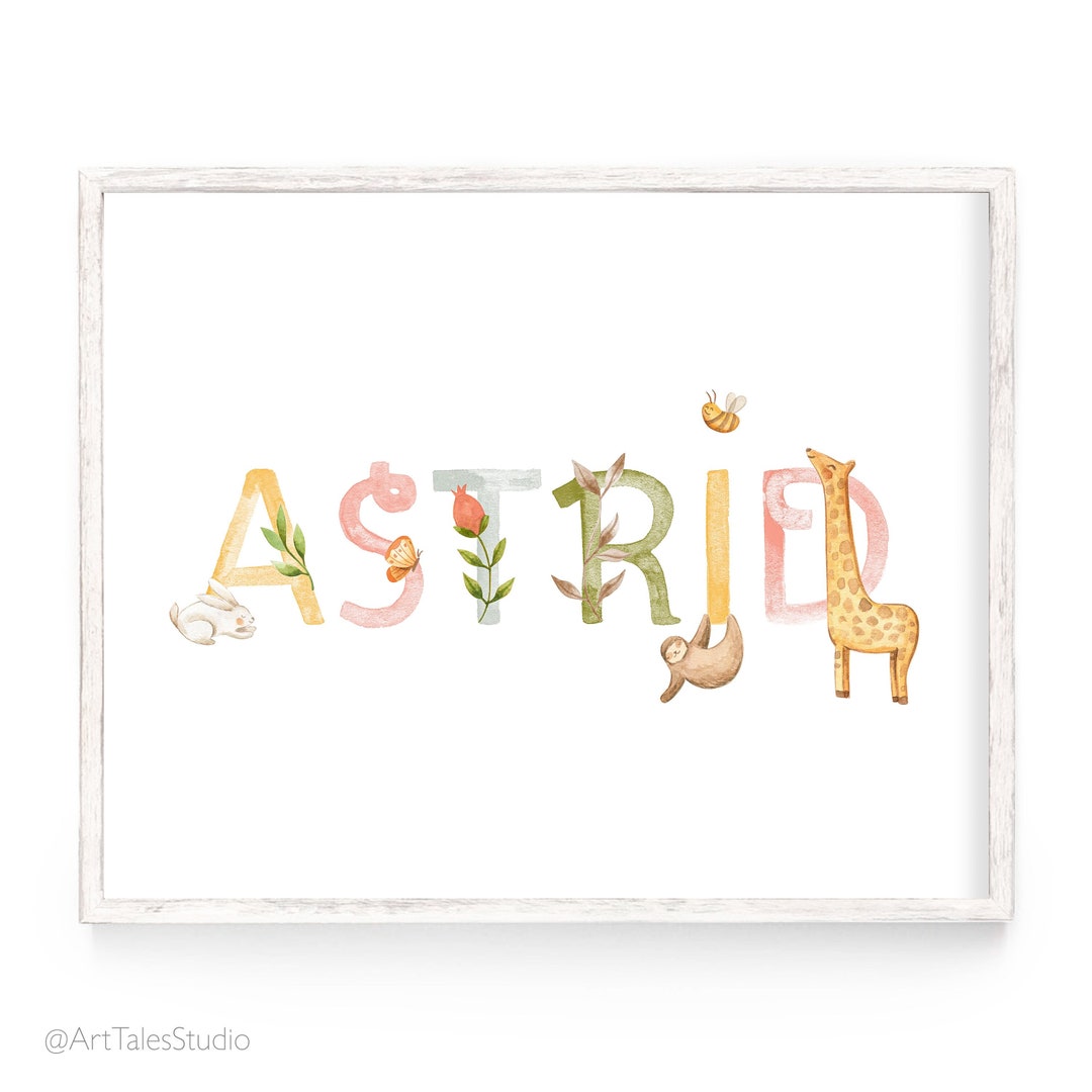 Custom Baby Name Print, New Baby, Baby Shower, Nursery Print, Kids Wall ...