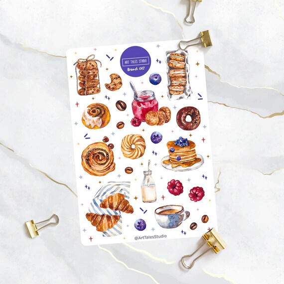 Brunch Sticker Sheet Food Stickers Breakfast Coffee Jam - Etsy