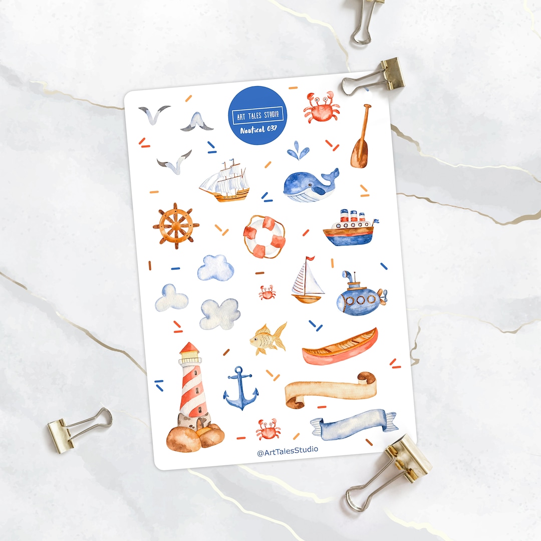 Nautical Sticker Sheet, Maritime Stickers, Planner Stickers, Bullet ...