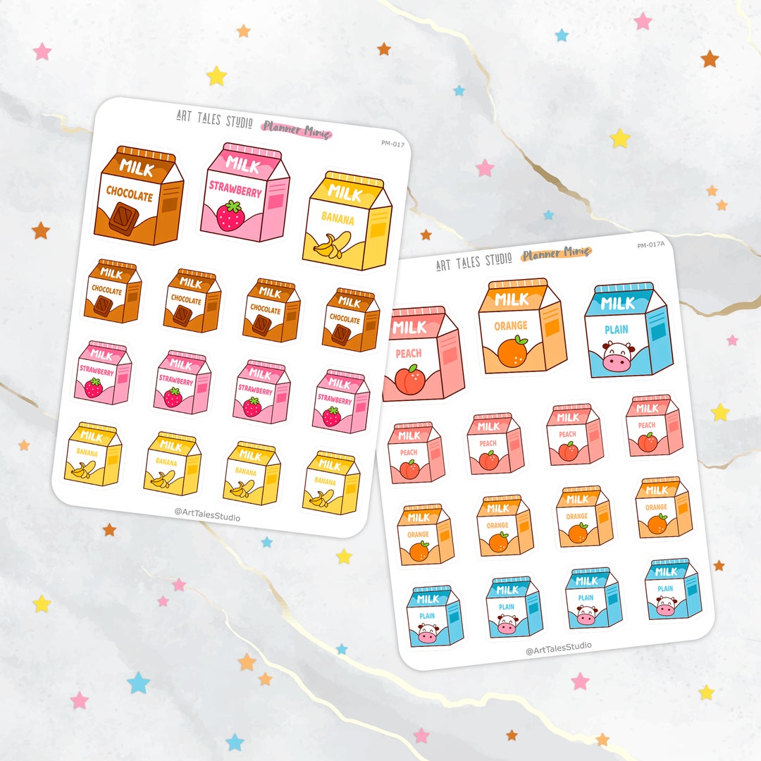Milk Carton Sticker Sheet, Milk Box, Planner Stickers, Scrapbook ...
