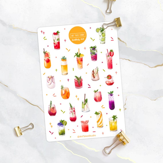 Cocktails Sticker Sheet Happy Hour Stickers Date Night - Etsy