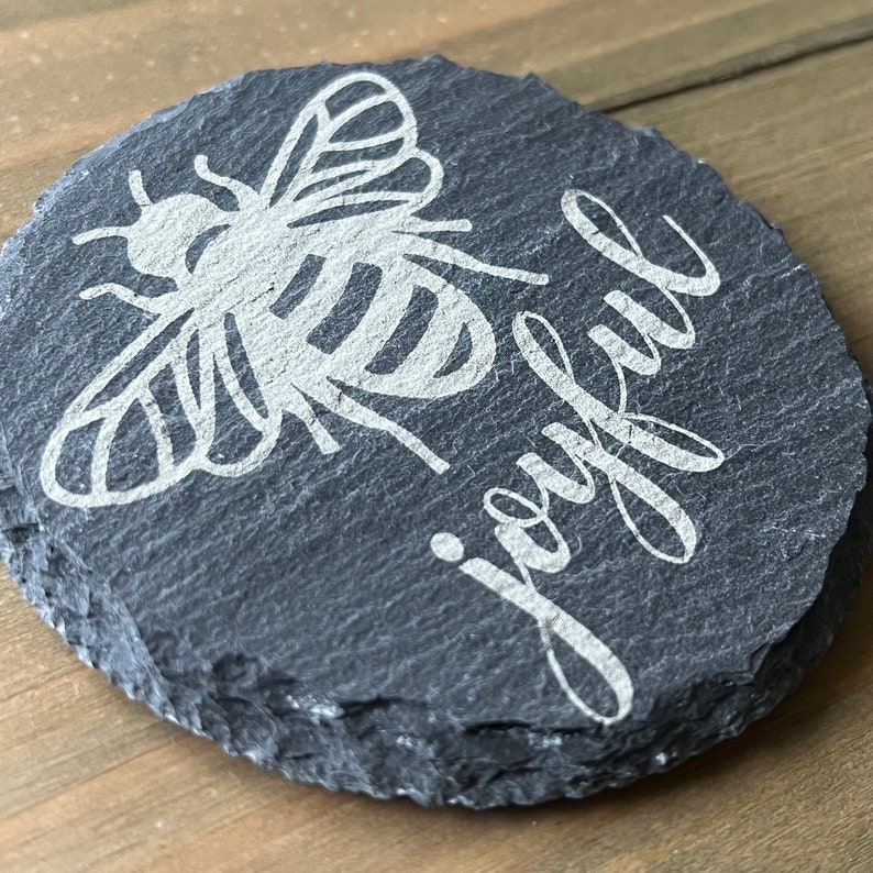 Bee Slate Coasters Stone Bee Happy Joyful Kind Nice Coaster - Etsy