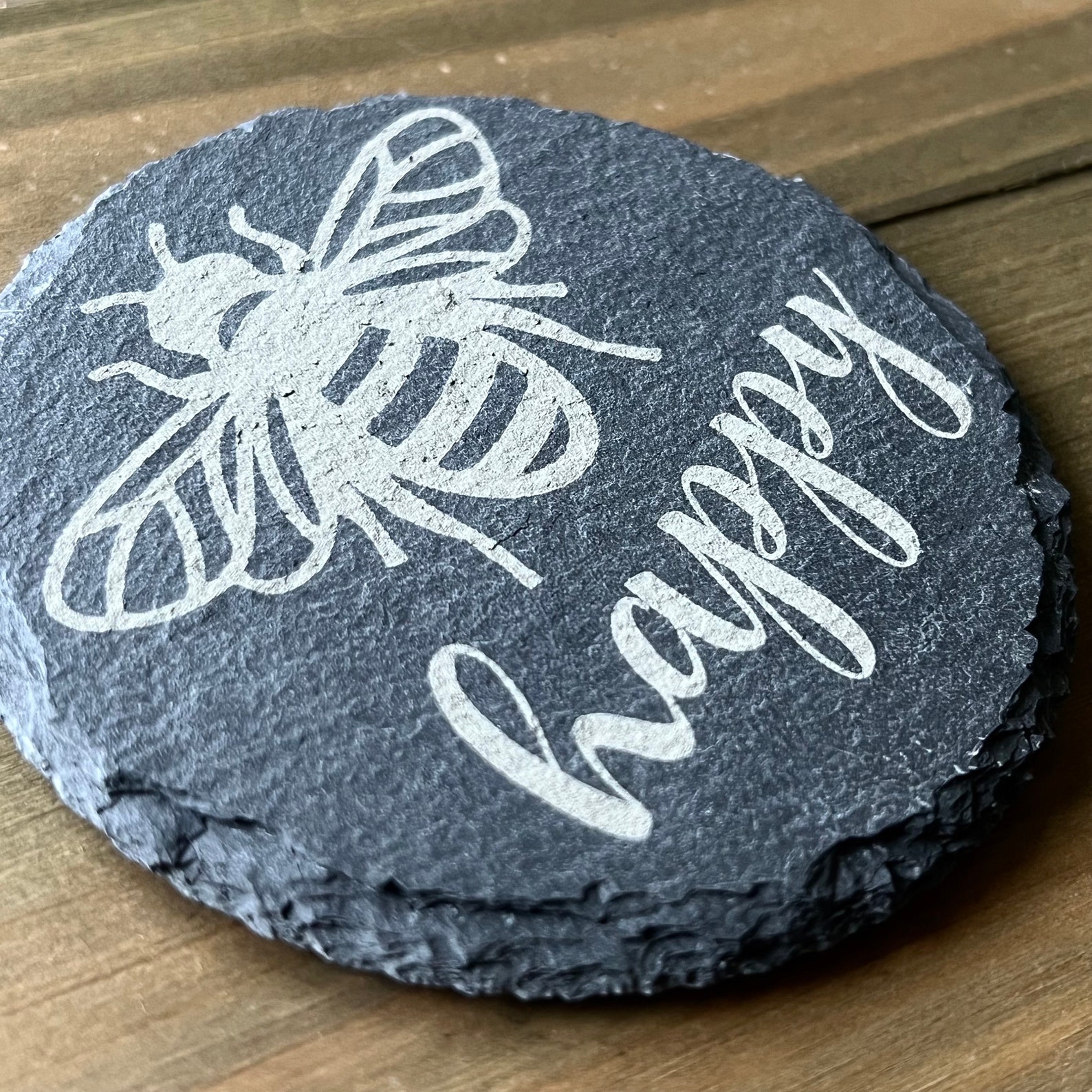 Bee Slate Coasters Stone Bee Happy Joyful Kind Nice Coaster - Etsy