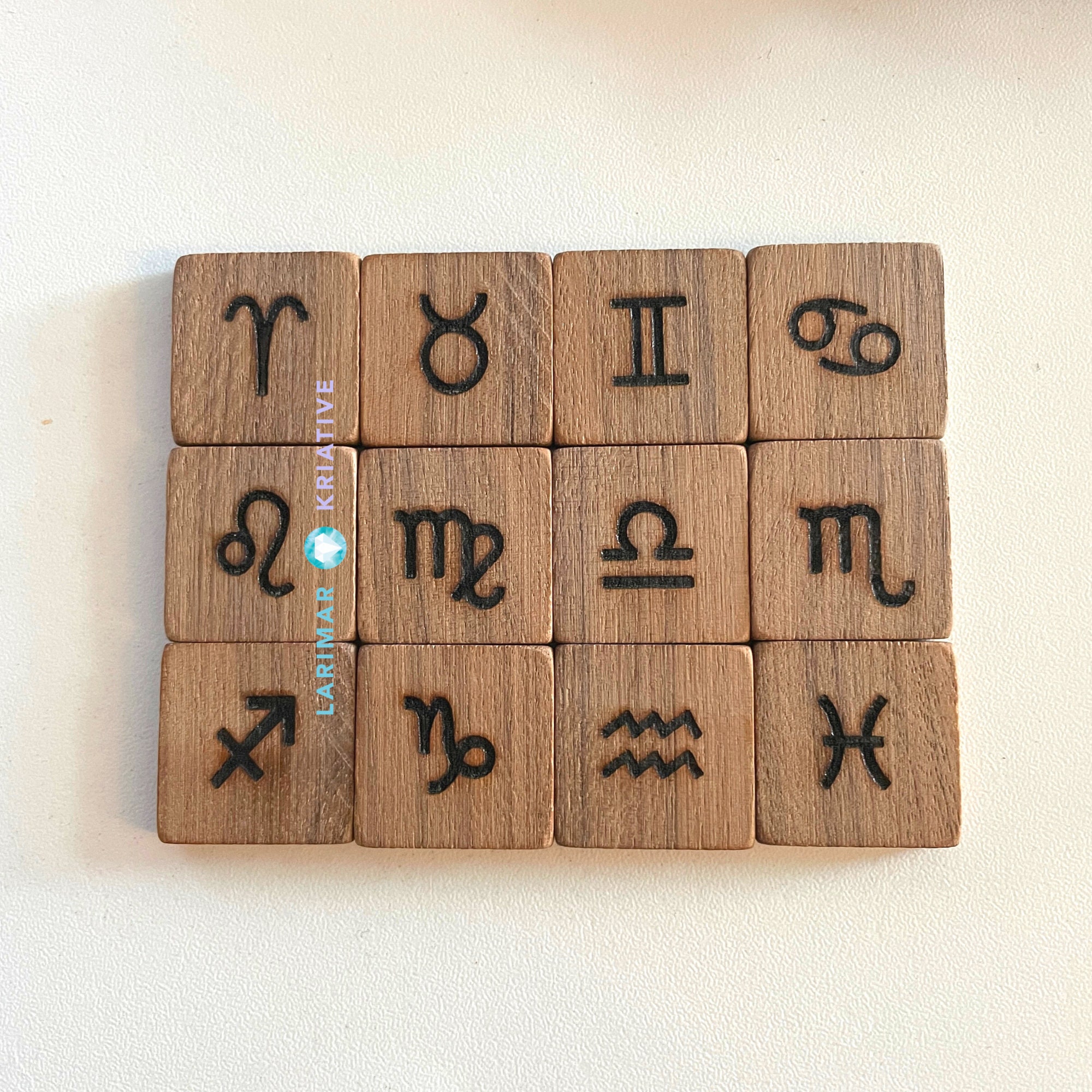 Elegant Astrological Zodiac Runes Divination Tool 12 Pcs | Etsy