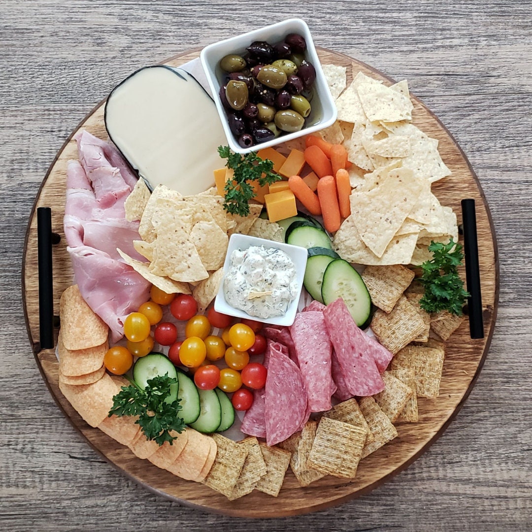 Large Round Charcuterie Board: 18" Food Safe Serving Tray - Etsy