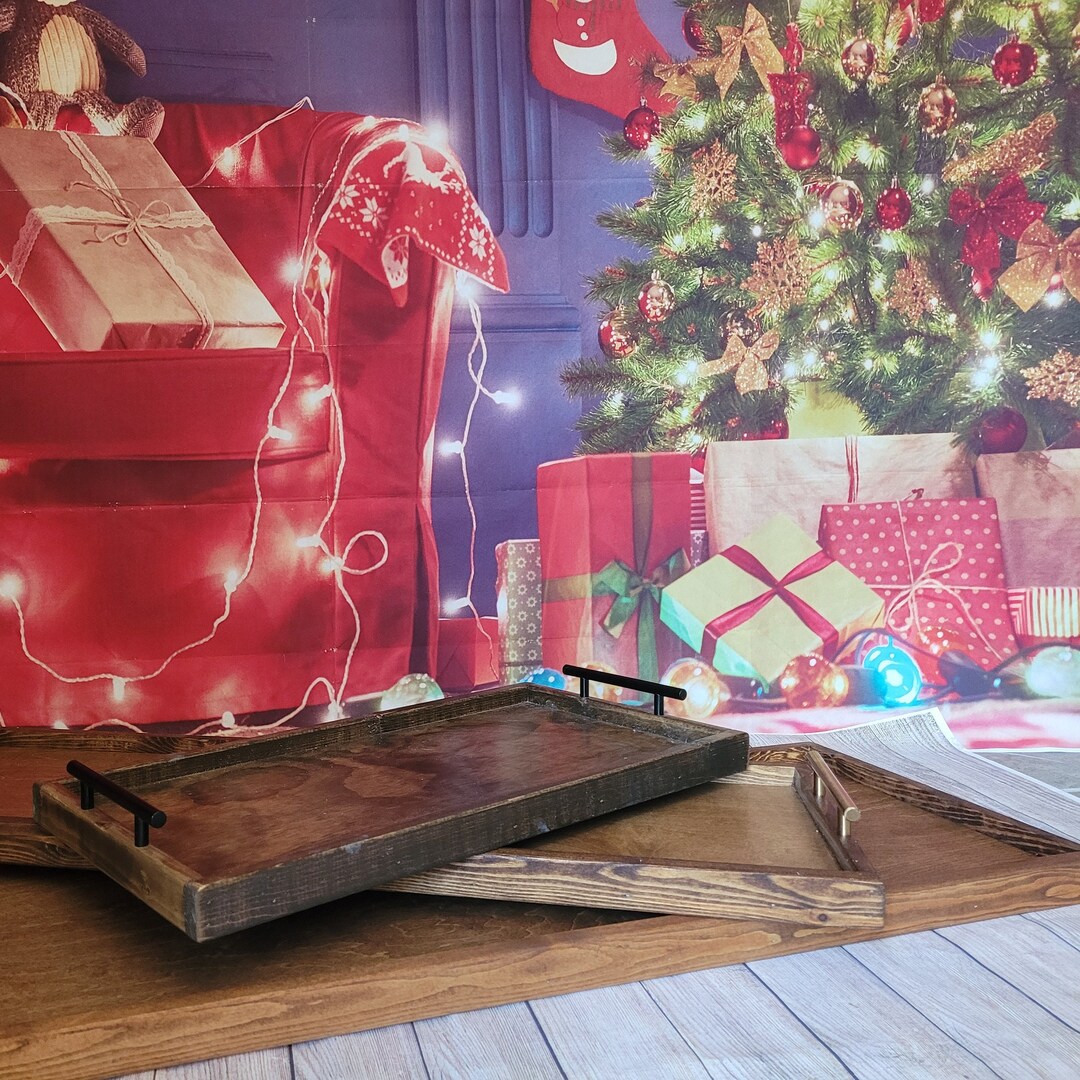 Custom Wood Serving Tray With Handles Extra Large Wood Tray - Etsy