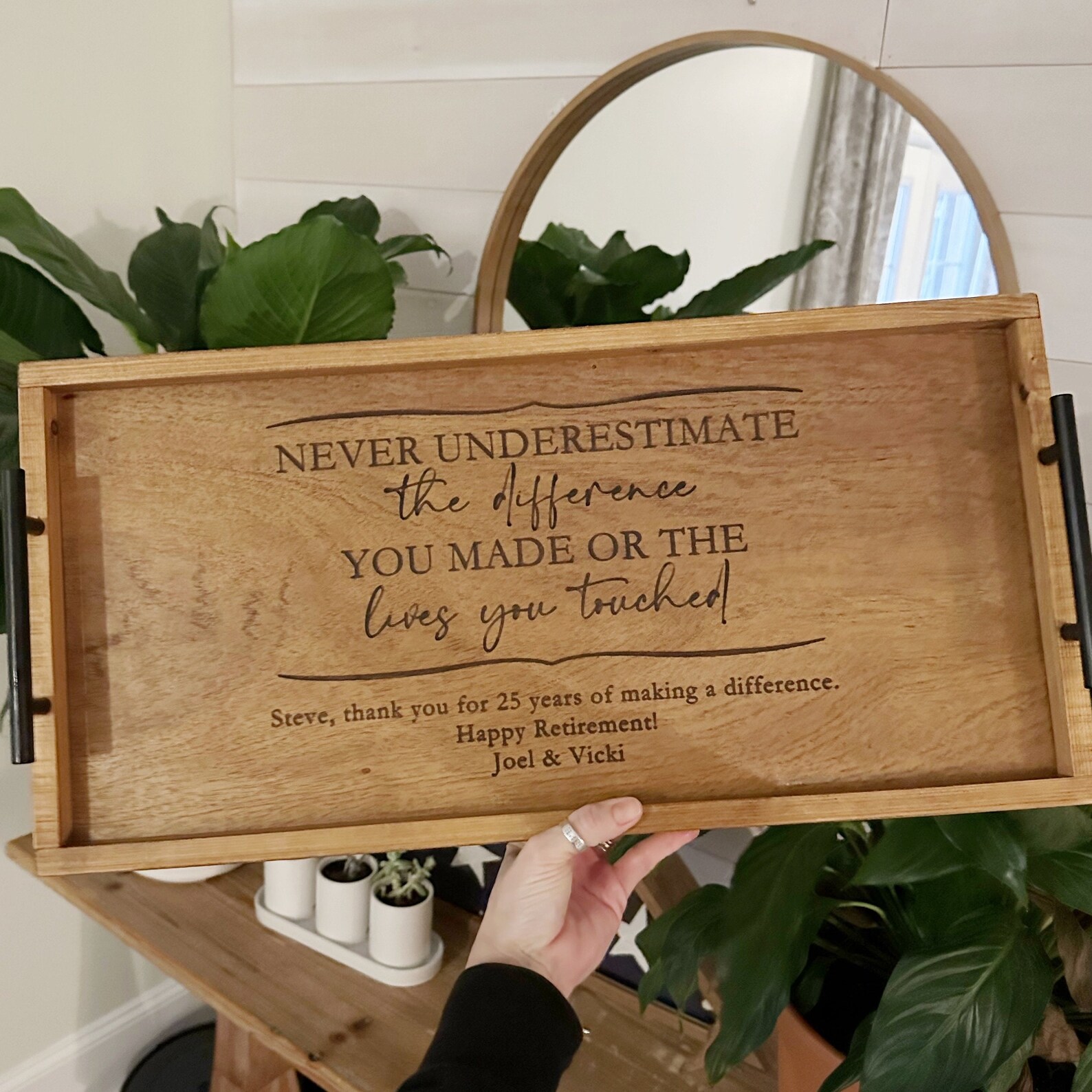Go-to Retirement Gift Personalized, Centerpiece Serving Tray, Never ...