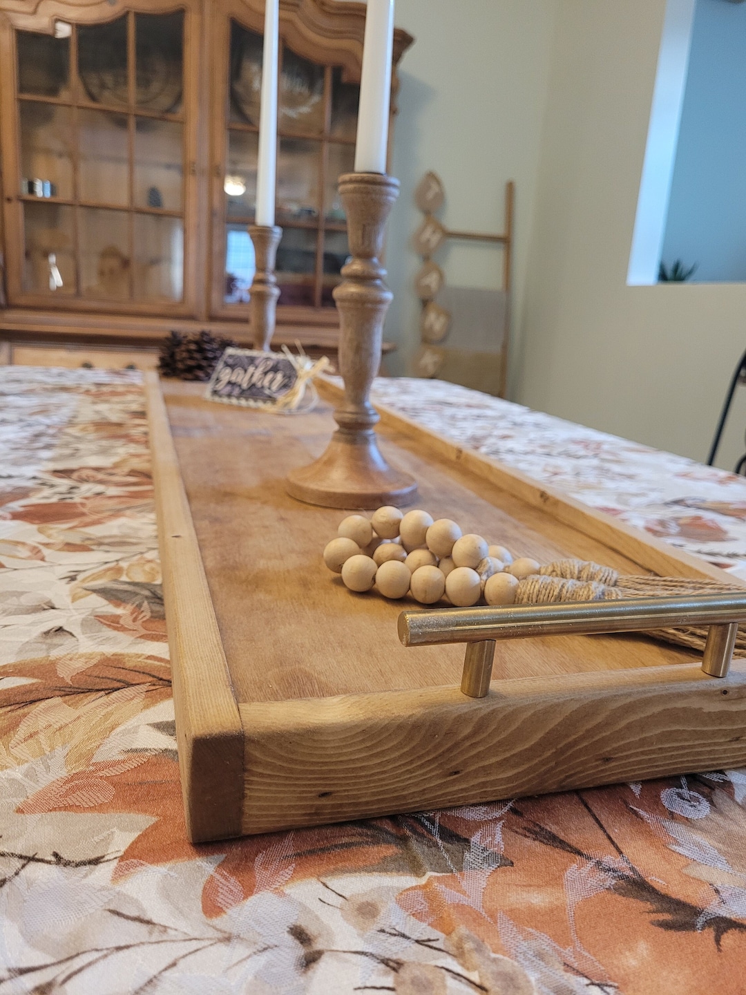 Custom Wood Serving Tray With Handles, Extra Large Wood Tray ...