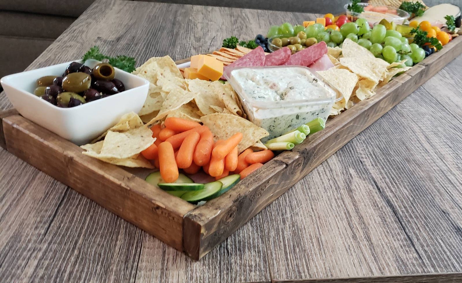 Custom Wood Serving Tray With Handles, Extra Large Wood Tray ...