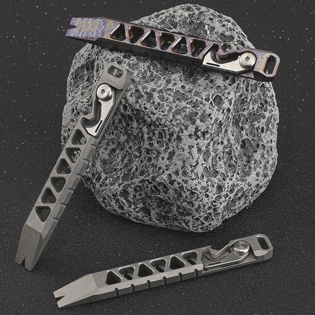 Titanium EDC Pry Bar Crowbar Bottle Opener Nail Puller Pocket Size EDC ...