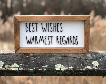 Best Wishes Warmest Regards Sign Trendy Sign 3D Letters Round Wooden ...