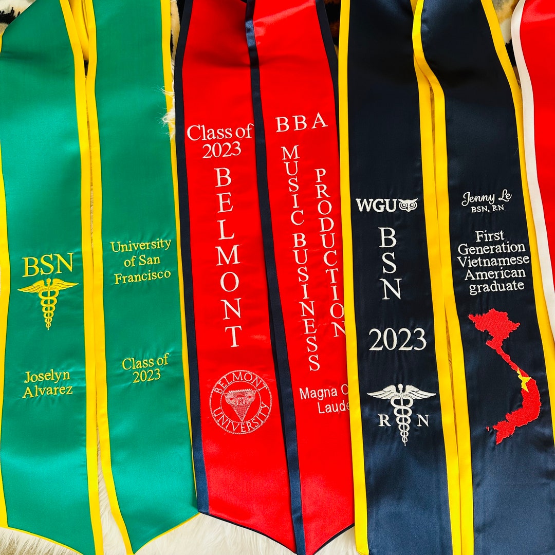 A Custom Satin Graduation Sash EMBROIDERY Stoles Graduation Gifts satin ...