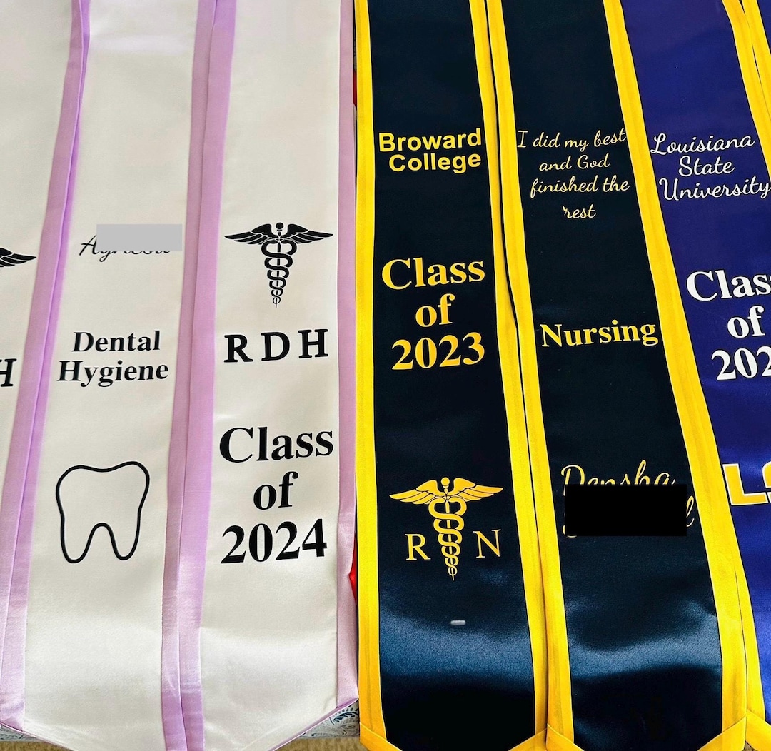 Custom Satin Graduation Sash: Heat Transfer Vinyl Stole, Class of 2025/ ...