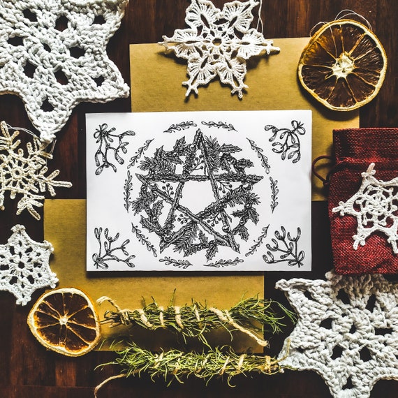 Yule Wreath Printable Drawing - Etsy