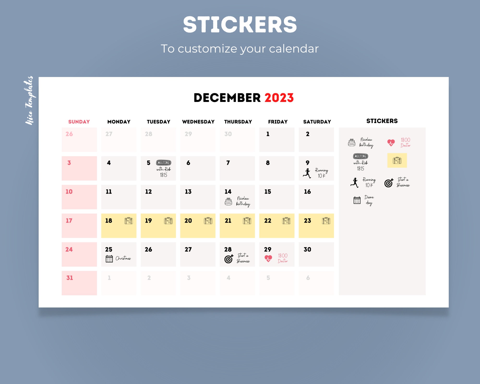 2023 Calendar Canva Template 100% Editable - Etsy