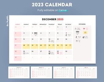 2023 Calendar Template 100% Editable Text and Images 2023 Calendar Pdf ...