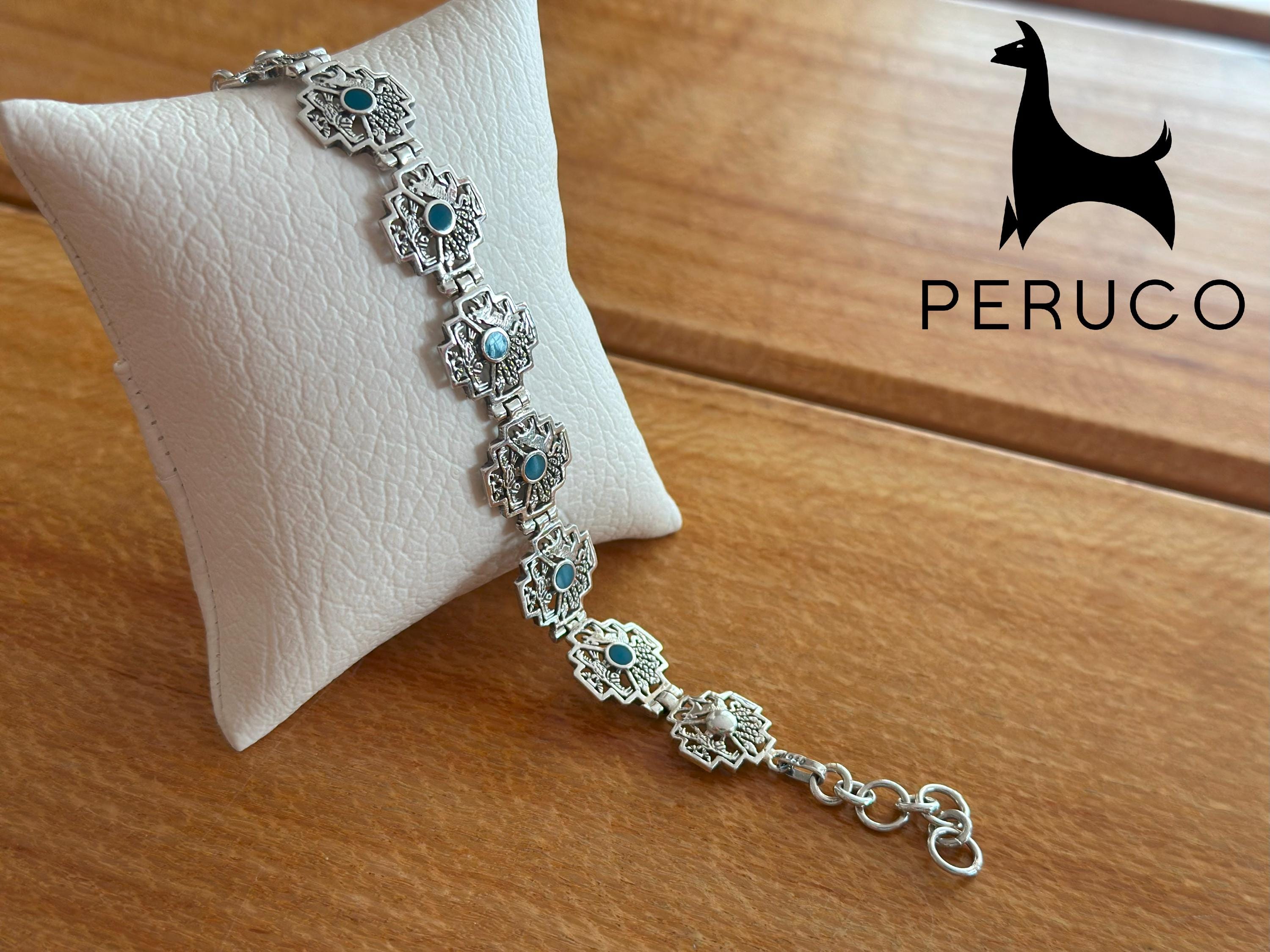 Pulsera Inca Con Diseño Chakana En Plata 950 Con Incrustaciones De ...