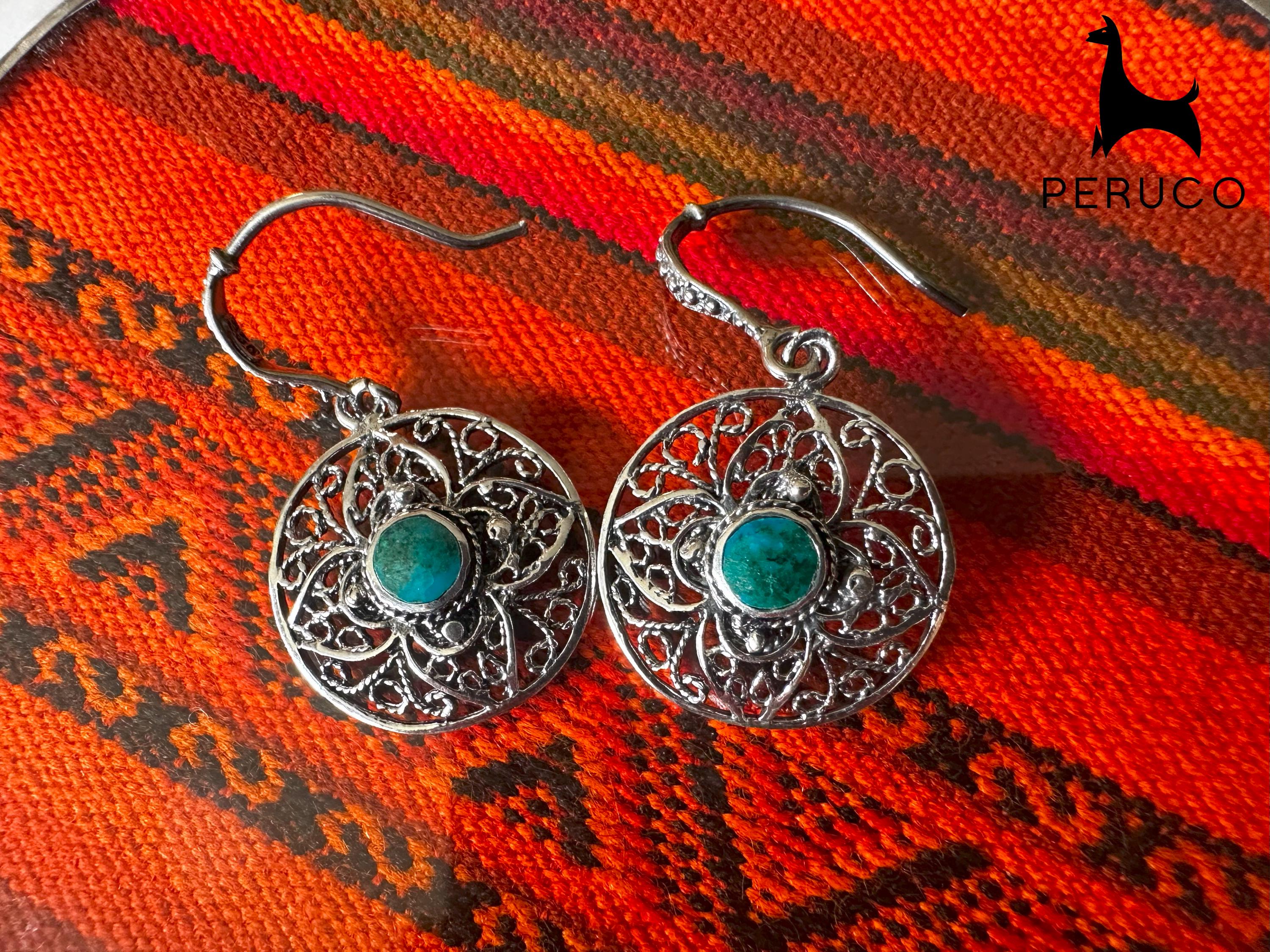 Conjunto De Plata 950 Con Piedra Crisocola, Collar De Plata 950 Y ...