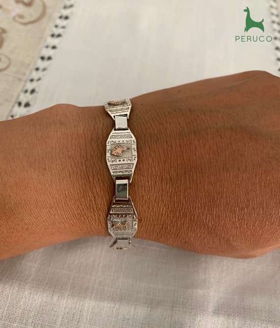 Pulsera Inca con diseño de Líneas de Nazca en plata 9… - Gem