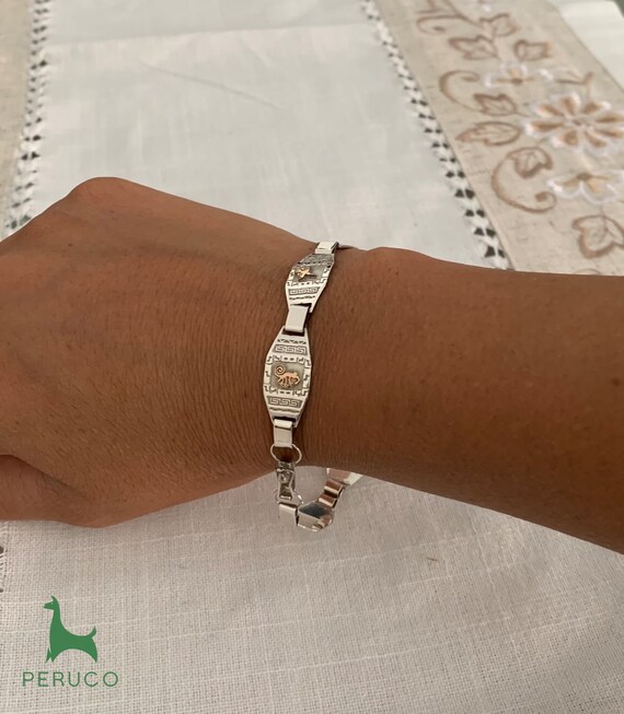 Pulsera Inca con diseño de Líneas de Nazca en plata 9… - Gem