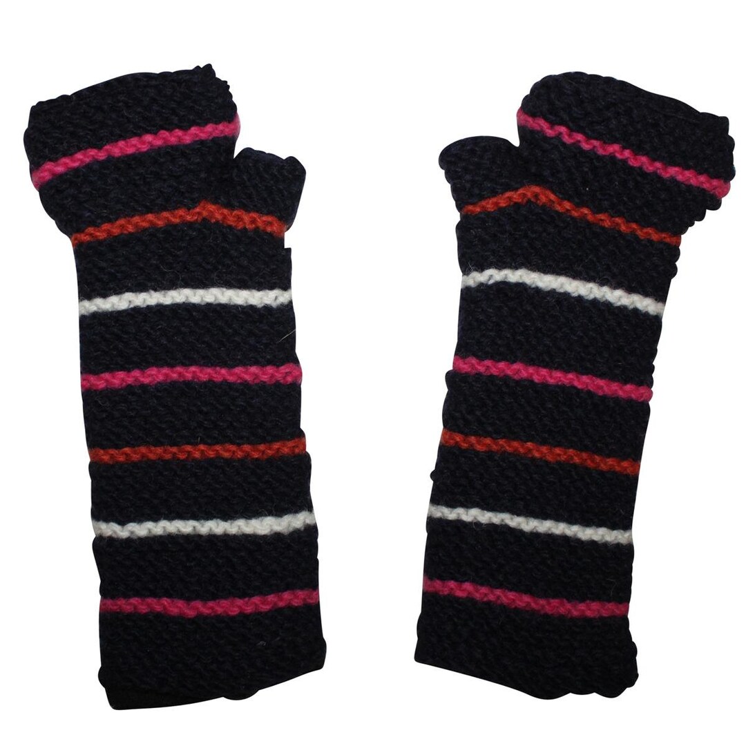 Wool Arm Warmers - Knitted Arm Warmers - Blue-navy With Stripes ...
