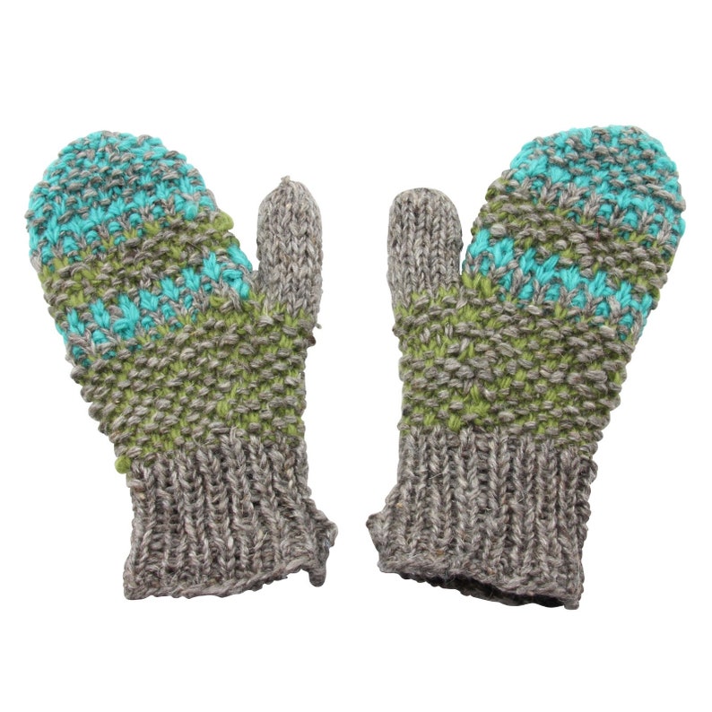 Mittens Knitted Gloves Wool Turquoise-green - Etsy